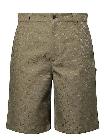 Gucci Regular-fit Monogram Cotton-blend Shorts - Rusty Green