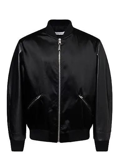 Givenchy Contrast-satin Regular-fit Leather Jacket - Black/black