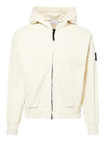 Stone Island Hooded Regular-fit Cotton Jacket - Ivory