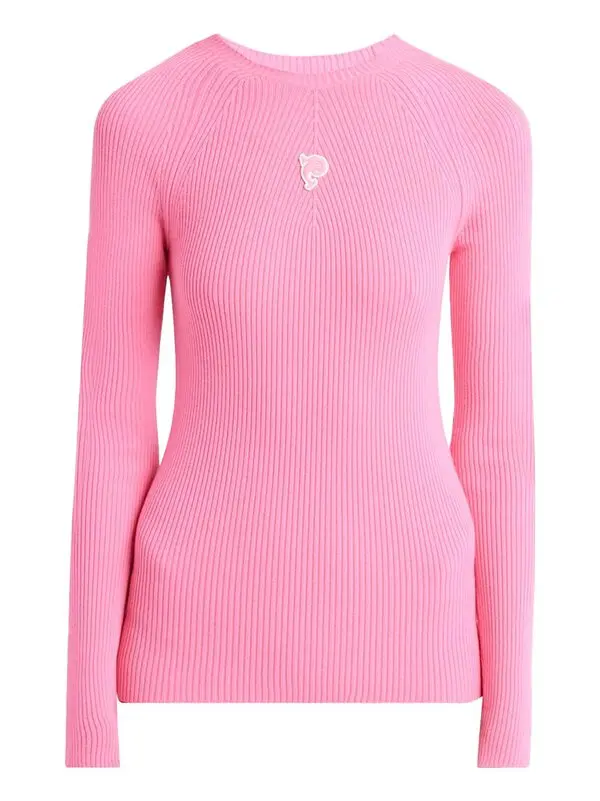 Emilio Pucci Fine Wool Lycra Vanise Rib Long-sleeve Top - Rosa Fluo