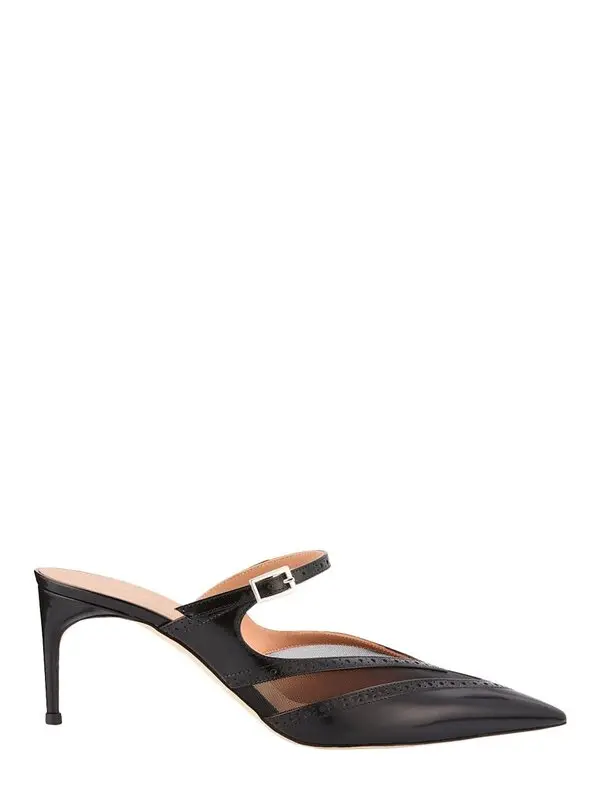 MALONE SOULIERS Cristi V-cut Leather Mules - Black