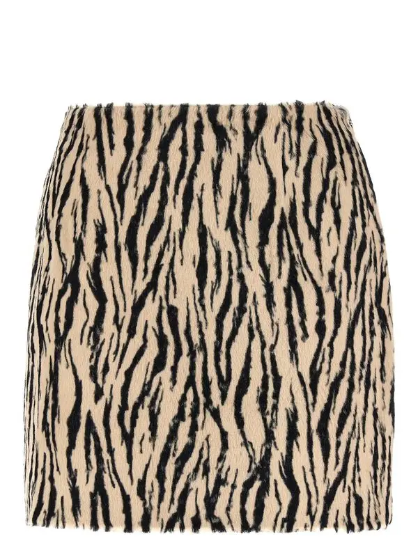 Remain Birger Christensen Printed Faux Fur Mini Skirt - Multicolor