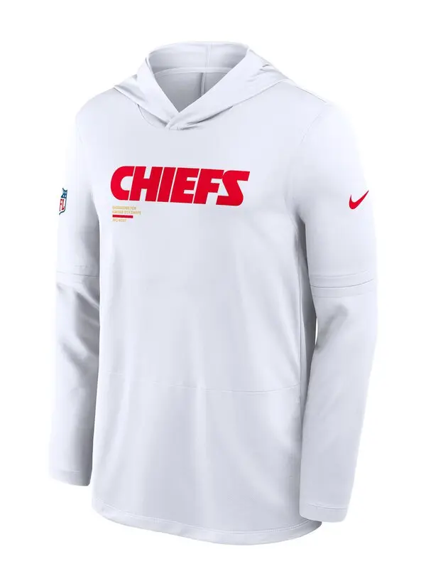 Nike Kansas City Chiefs Sideline Dri-fit Nfl Long-sleeve Hooded Top - White