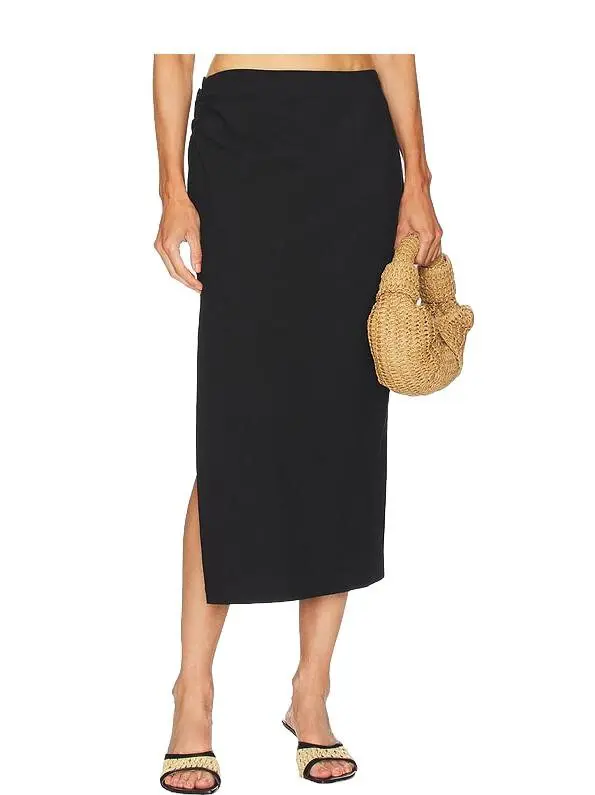 Astr The Label Asha Midweight Linen Skirt - Black