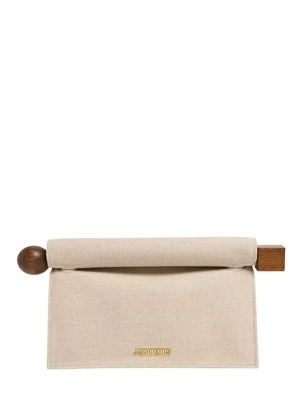Jacquemus La Rond Carré Linen Clutch Bag - Light Greige