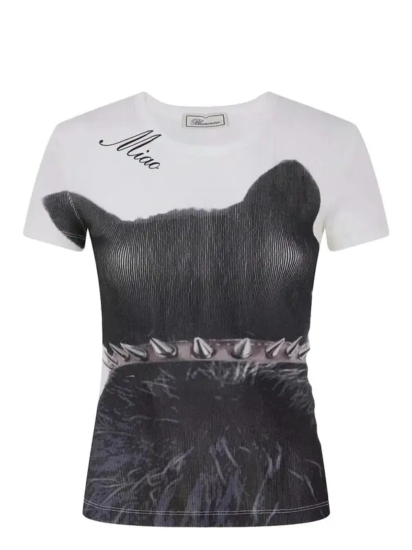 Blumarine Cat-print T-shirt - Black