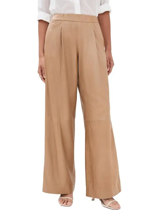 TWP Leather Eva Pants With Contrast Trim - Kelp