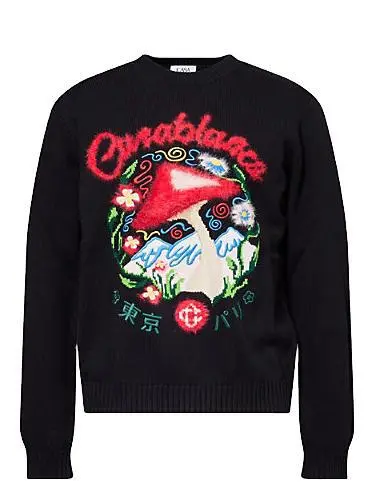 Casablanca Mushroom-intarsia Cotton-blend Knit Jumper - Mushroom Emblem