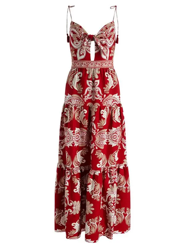 Alice + Olivia Minka Tie-shoulder Maxi Dress - Serenade Dark Cherry