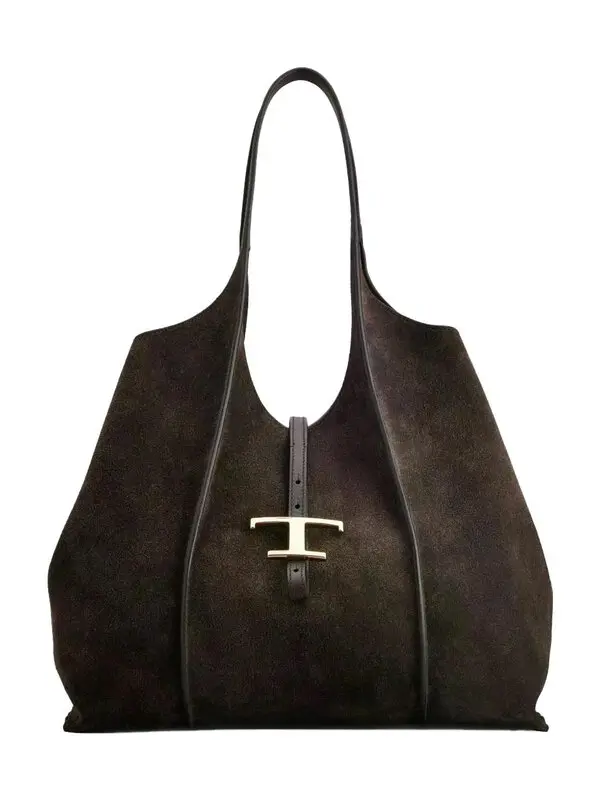 TOD'S Medium T-bar Suede Shoulder Bag - Brown