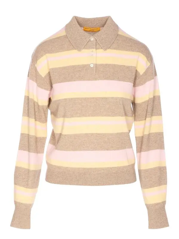 Guest In Residence Striped Cashmere Polo - Beige