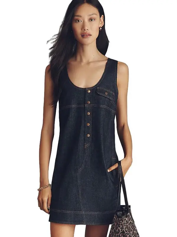 PILCRO Denim Mini Dress - Dark Denim