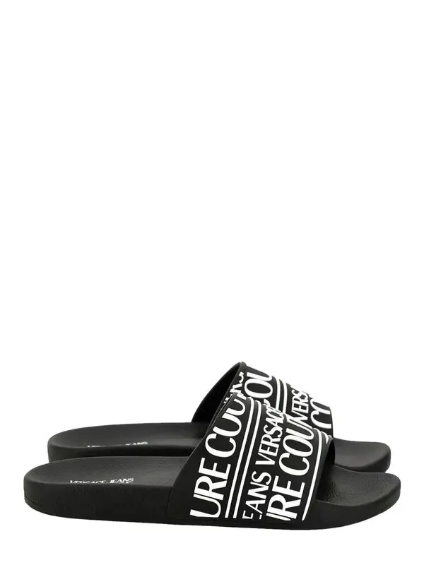 Versace Logo-band Slides - Black