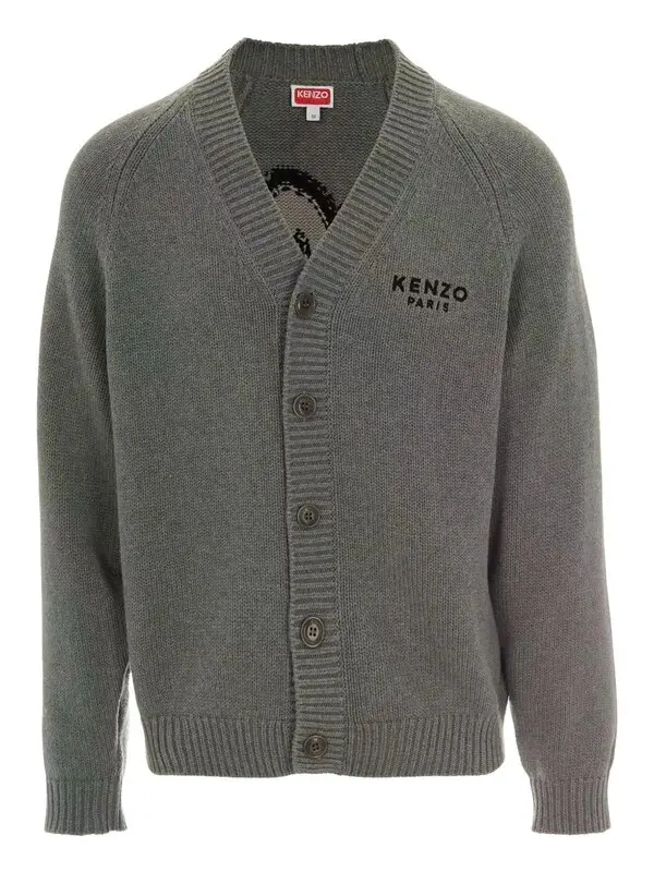 Kenzo Flower-embroidered Cardigan - Grey