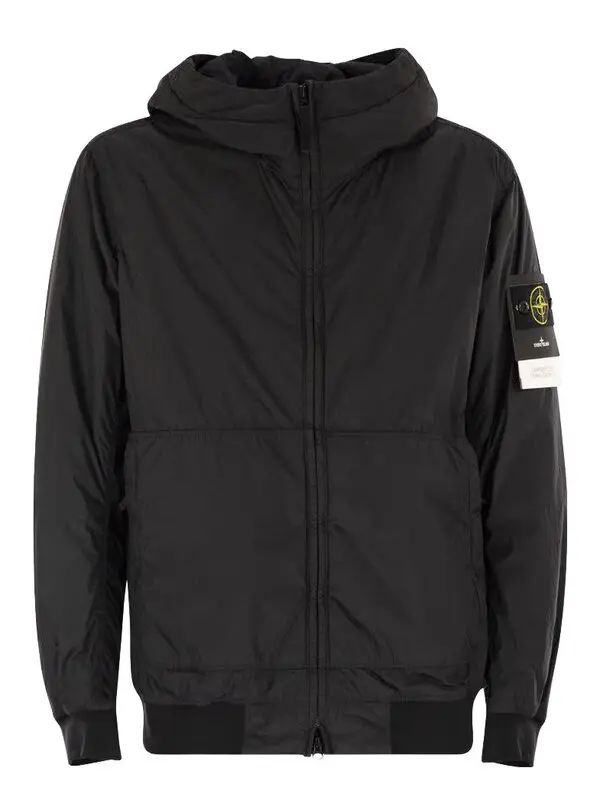 Stone Island Padded Jacket With Drip-proof And Wind-resistant Finish - Black