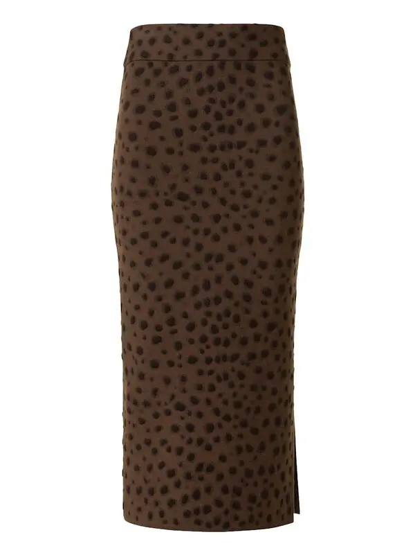 Akris Leopard Jacquard Knit Midi Tube Skirt - Hazel-bark