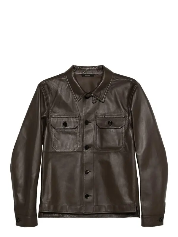TOM FORD Oversized Leather Jacket - Brown