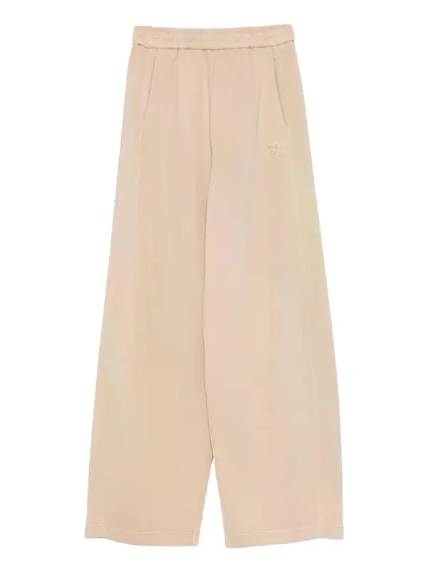 FORTE_FORTE Heart-embroidered Wide-leg Trousers - Neutrals