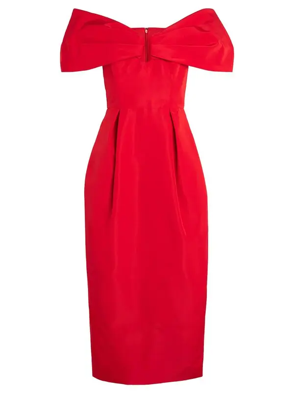 Carolina Herrera Off-shoulder Column Midi Dress - Red