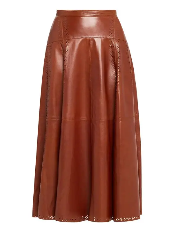 Ulla Johnson Aninda Leather Midi Skirt - Wenge