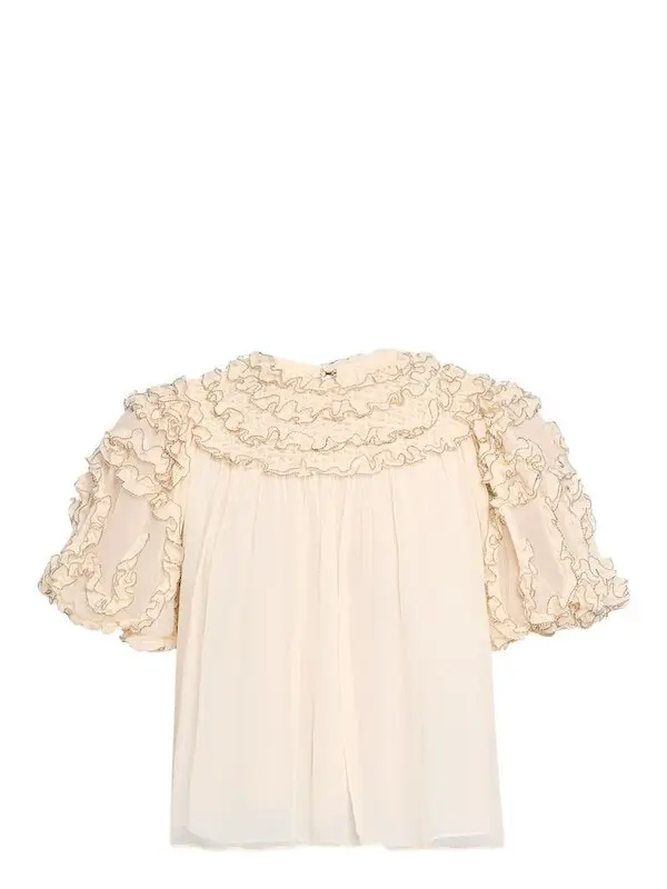 Ulla Johnson Isolda Short-sleeve Silk Blouse - Chantilly
