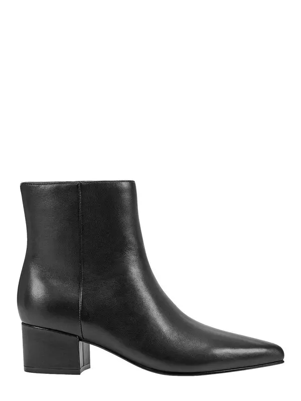 Marc Fisher Leonna Leather Block-heel Ankle Booties - Black