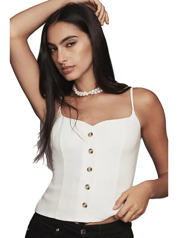 REFORMATION Danika Buttondown Tank Top - Fior Di Latte