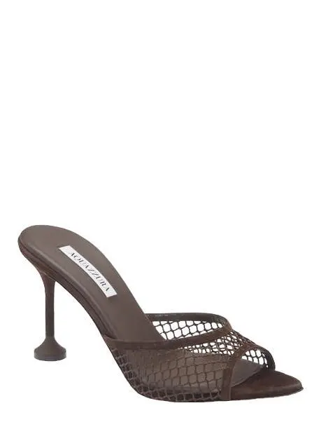 AQUAZZURA Bisous Mesh Slide Sandal - Espresso
