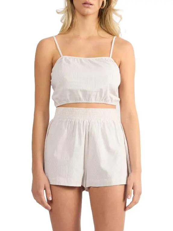 VIENS AVEC MOI Everyday Stripe Cotton Mini Top - Tan Stripe