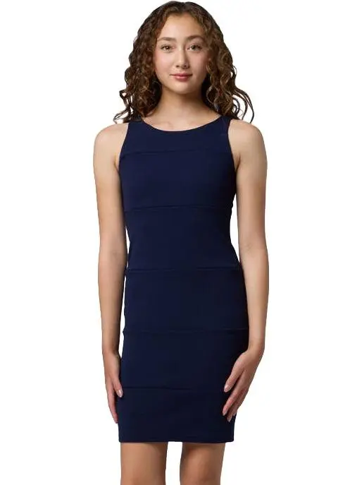 UN DEUX TROIS Panel Stretch Fitted Sheath Dress - Navy