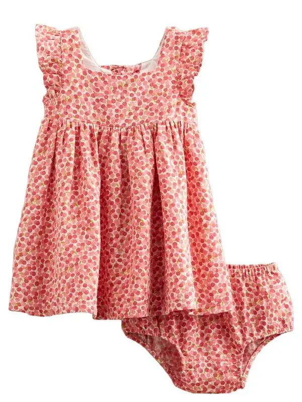 Nordstrom Flutter Sleeve Cotton Muslin Sundress And Bloomers - Red Cherry Ditsy