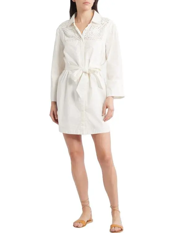 CLEOBELLA Senara Long Sleeve Mini Shirt Dress - Ivory