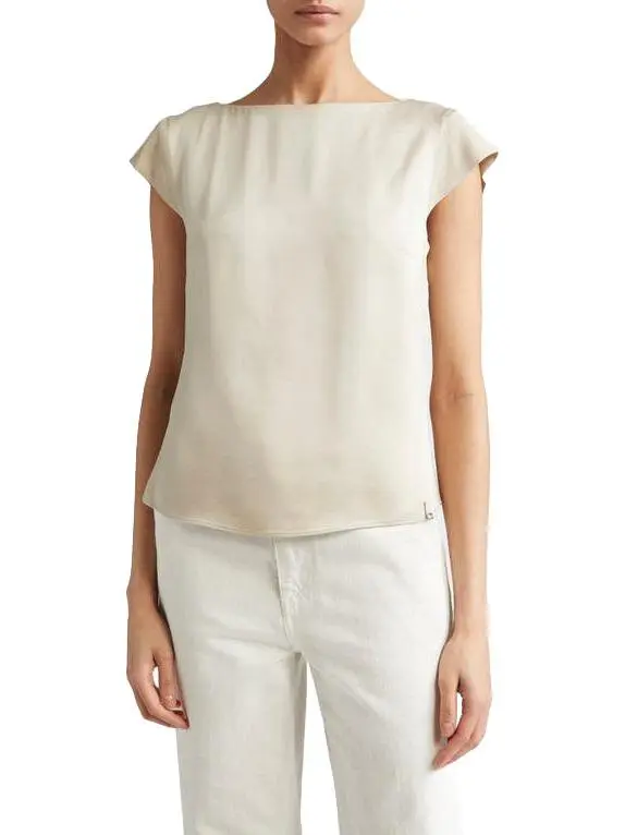 Herno Cap-sleeve Satin T-shirt - Chantilly