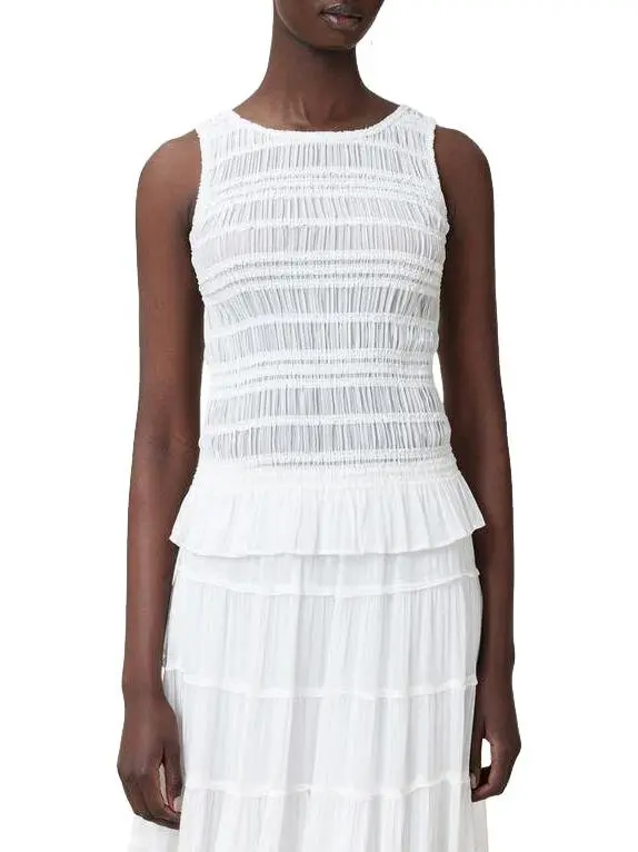 All Saints Marion Pleated Sleeveless Top - Oyster White