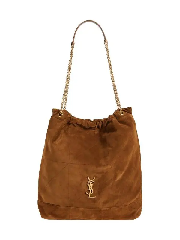 Saint Laurent Large Jamie Patchwork Suede Shoulder Bag - Caramel Cognac