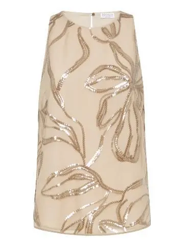 Brunello Cucinelli Crispy Silk Top - Camel