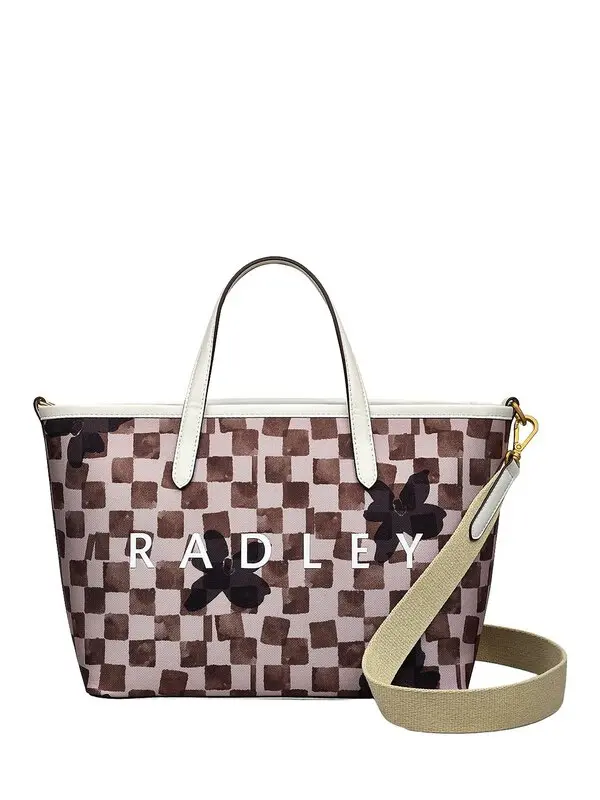 RADLEY Southwell Gardens Check Open Top Satchel - Stone