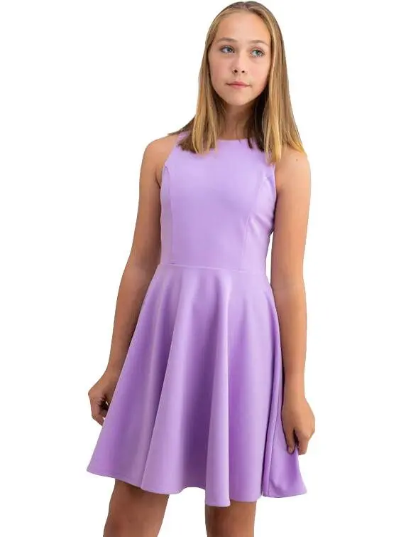 UN DEUX TROIS Textured Fit-and-flare Racerback Dress - Lilac