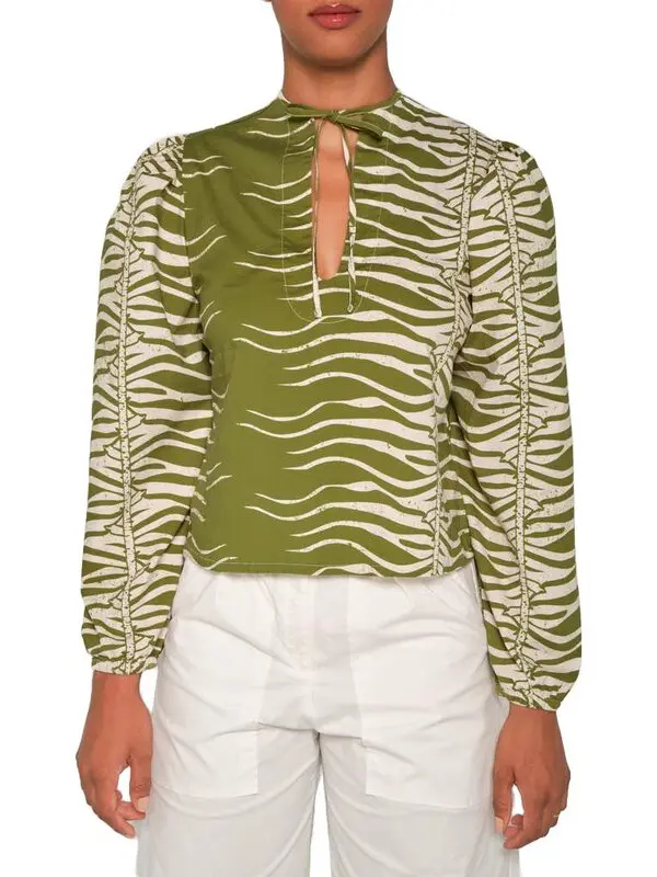 THE LULO PROJECT Tulum Snakeskin Print Top - Green Snake