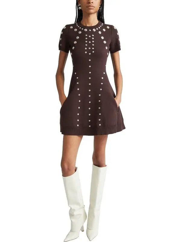 Coperni Snap-detailed Babydoll Sweater Dress - Brown