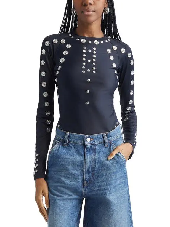 Coperni Snap Detail Jersey Top - Black