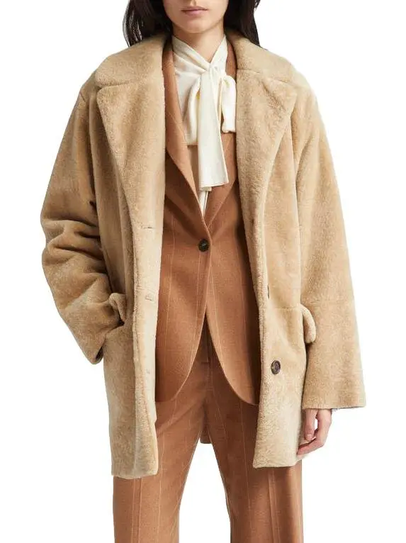 Eleventy Genuine Merino Shearling Longline Coat - 02 Sand