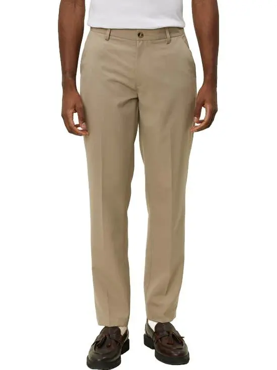 LES DEUX Regular Fit Flat Front Trousers - Dark Sand