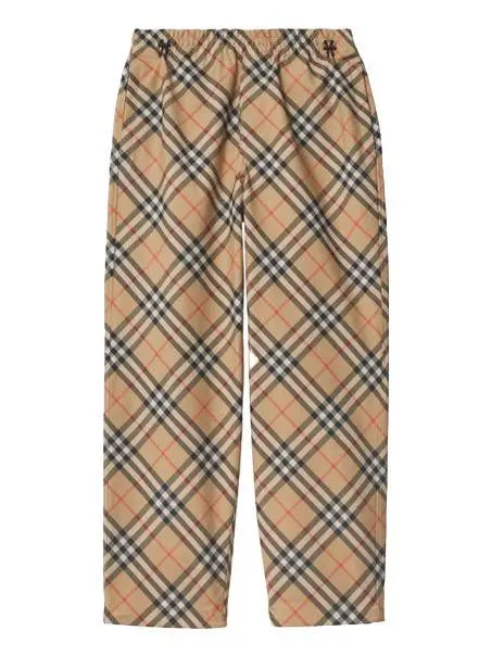 Burberry Check Twill Relaxed Trousers - Sand