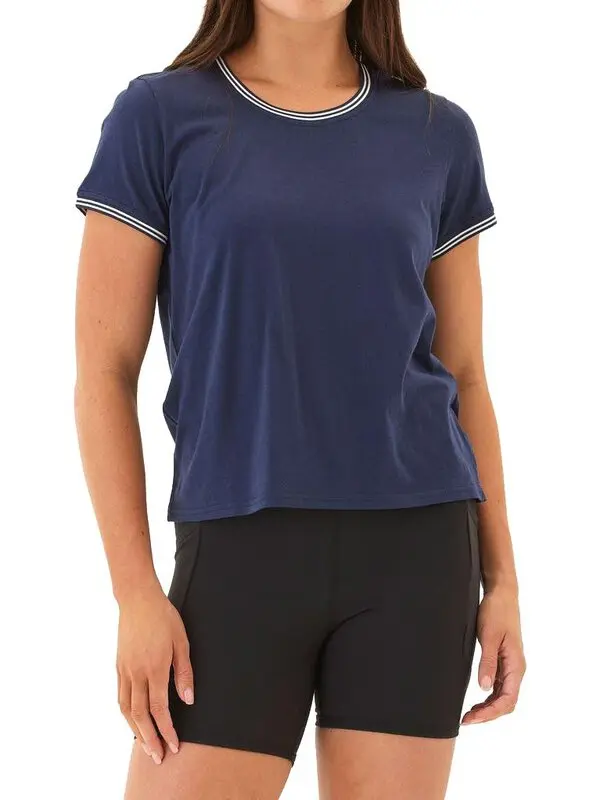 THREADS 4 THOUGHT Crewneck Jersey T-shirt With Tipped Detail - Raw Denim