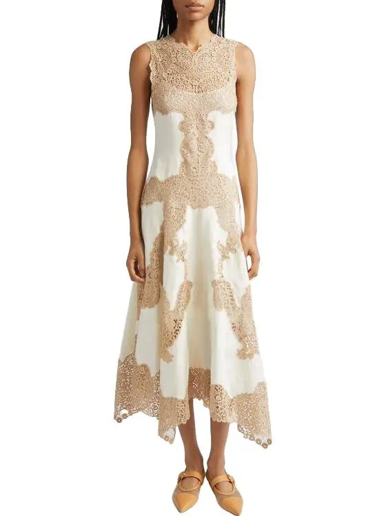 Ulla Johnson Arlette Lace Linen Dress - Travertine