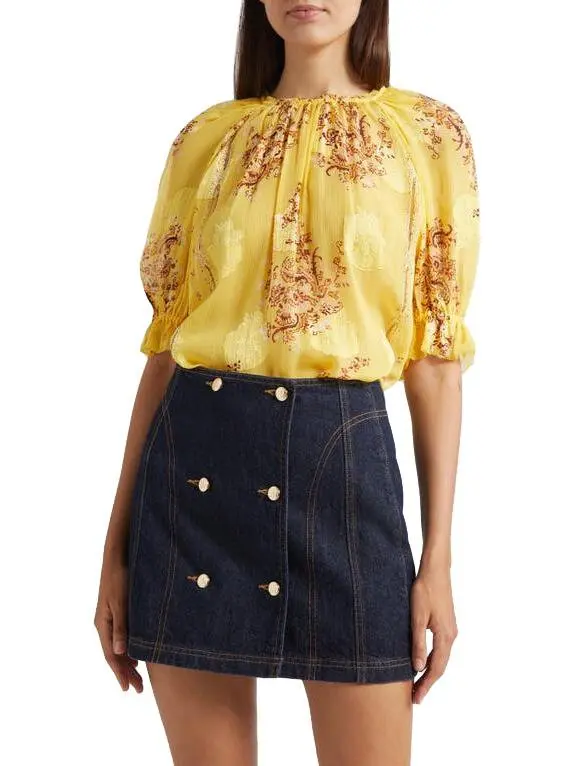 Ulla Johnson Pippa Floral Silk-blend Top - Soleil