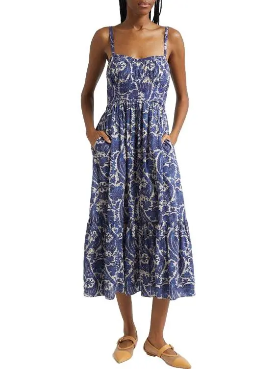 Ulla Johnson Nadine Floral Cotton-blend Sundress - Ocean