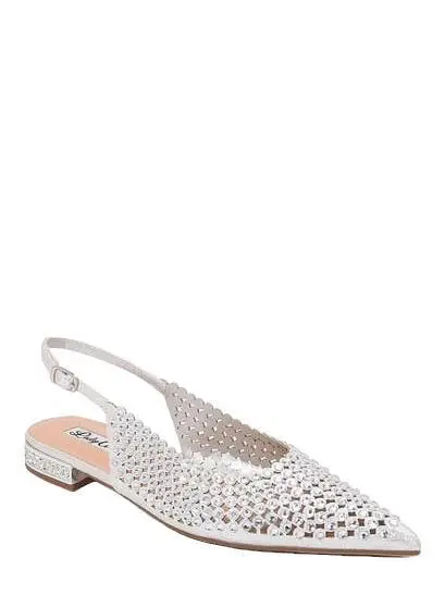 LADY COUTURE Rhinestone Slingback Jewel Heel Pumps - Silver