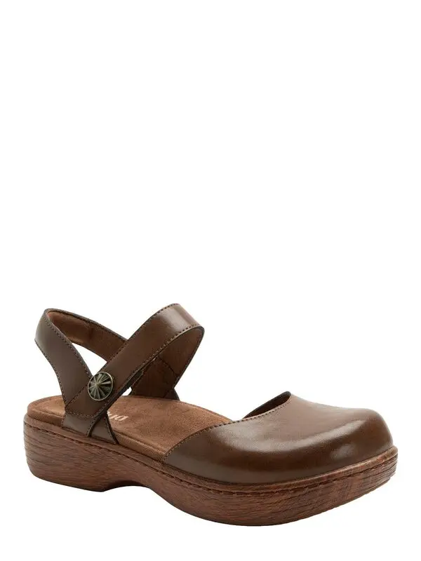 ALEGRIA BY PG LITE Opal Ankle Strap Platform Clog - Walnut